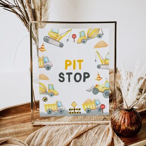 Construction Themed Party Sign Editable Template, Personalized Pit Stop ...