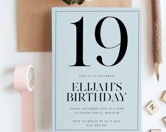 19th Birthday Invite - Etsy