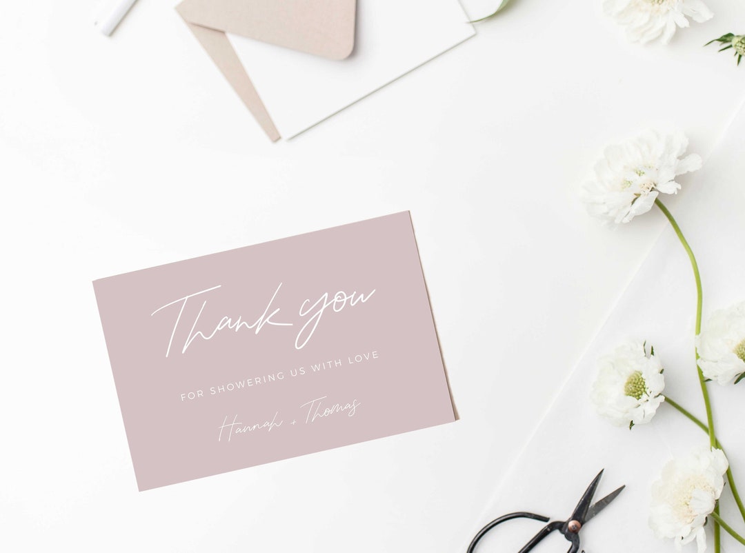 Bush Pink Thank You Card INSTANT DOWNLOAD Personalised Thank You Note ...