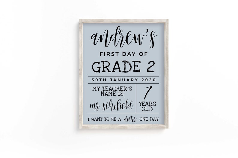 First Day of Grade 2 Sign, Printable First Day Sign, Back to School ...