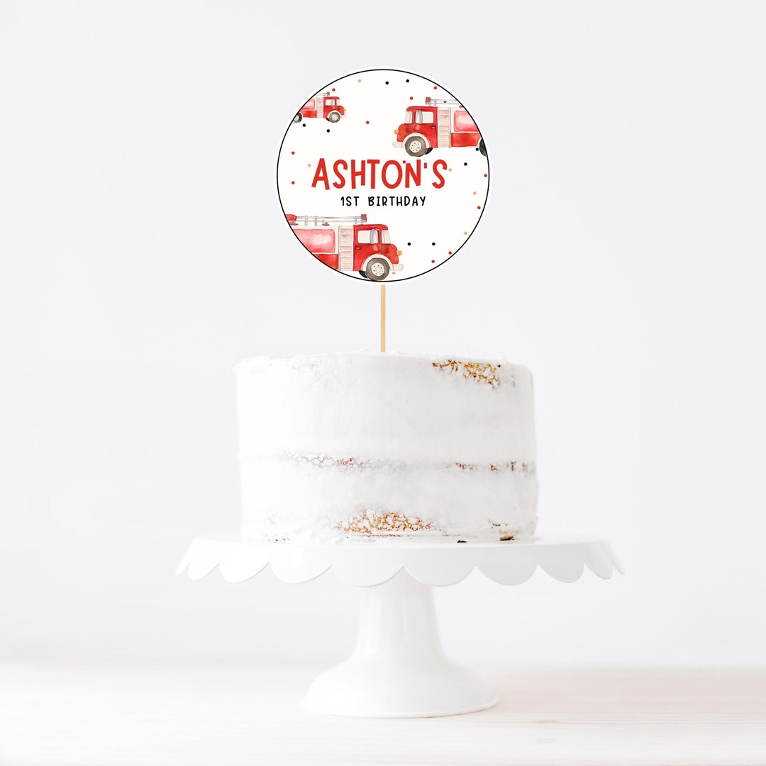 Fire Truck Cake Topper, Editable Template Printable Instant Download ...