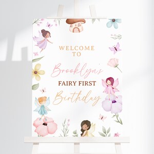 Editable Fairy Birthday Welcome Sign, Printable Yard Sign Template ...