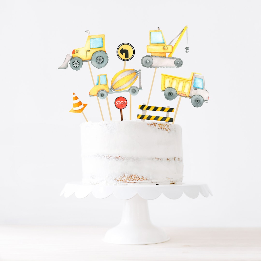 Construction Themed Cake Toppers Printables, Instant Download Digger ...