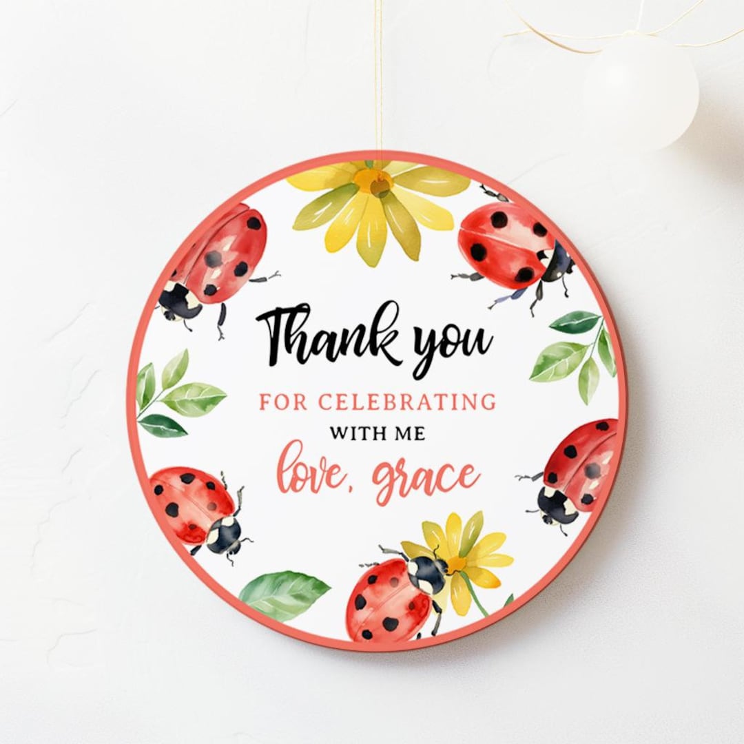 Ladybug Thank You Tag, Editable Template Printable Instant Download ...