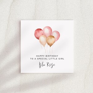 Editable Birthday Card Template, DIY Printable Pink Gold Balloons ...