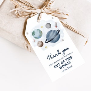 Editable Outer Space Favor Tags Space Birthday Thank You Label ...