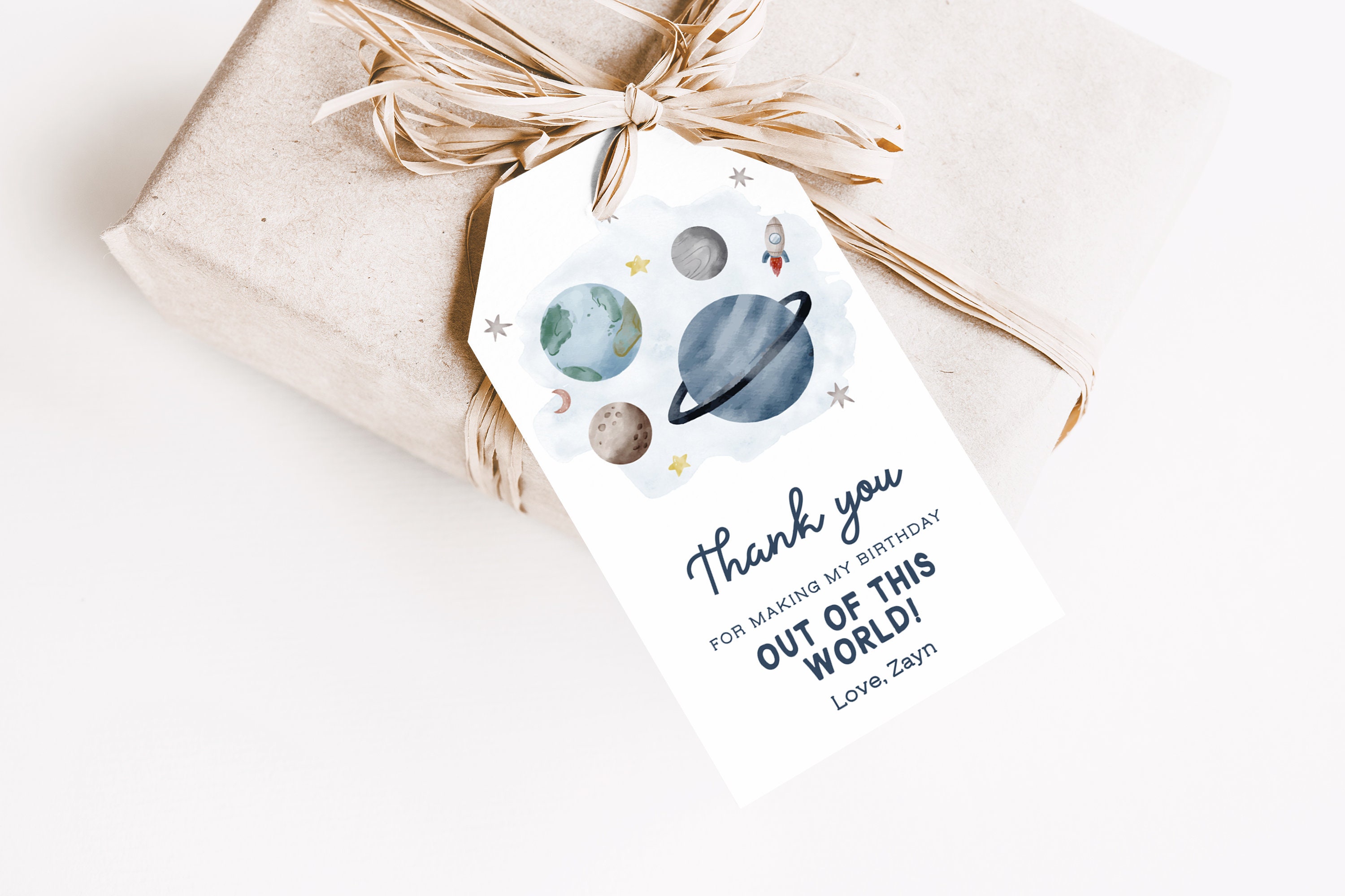 Editable Outer Space Favor Tags Space Birthday Thank You Label ...