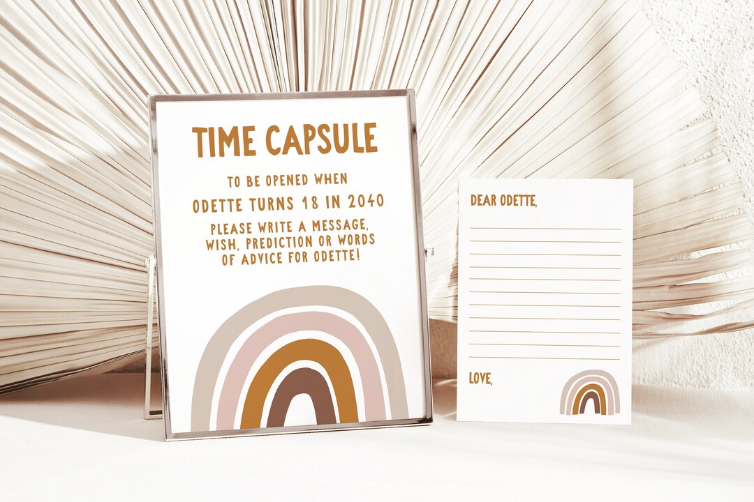 EDITABLE Rainbow Time Capsule & Matching Note Card, Printable Rainbow ...