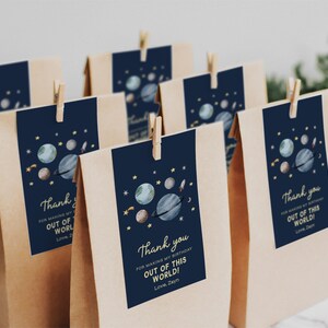 Editable Outer Space Favor Tags Space Birthday Thank You Label ...