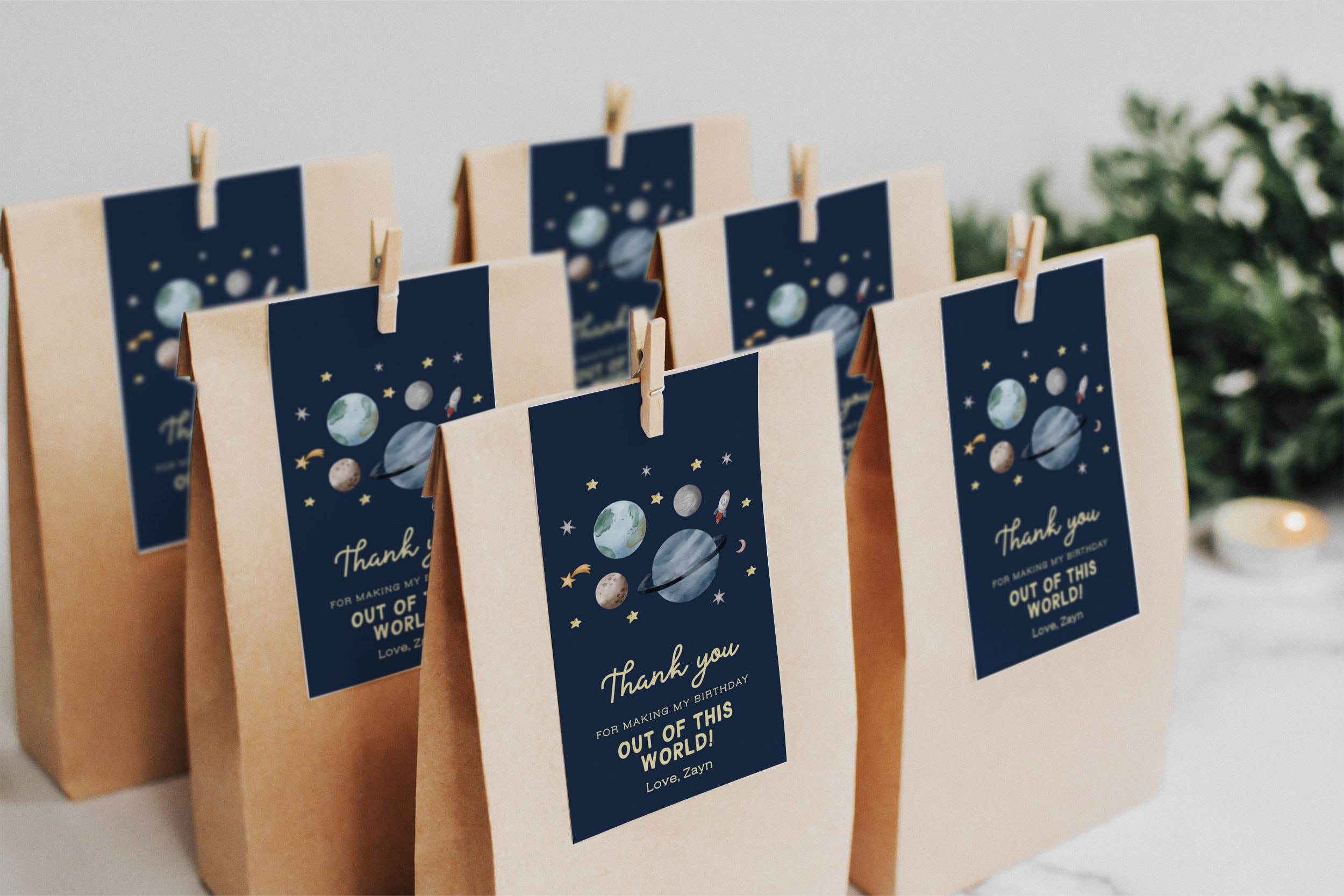 Editable Outer Space Favor Tags Space Birthday Thank You Label ...