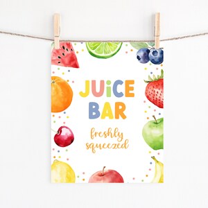 Juice Bar Drinks Sign, 8x10 Tutti Fruity Editable Template Printable ...