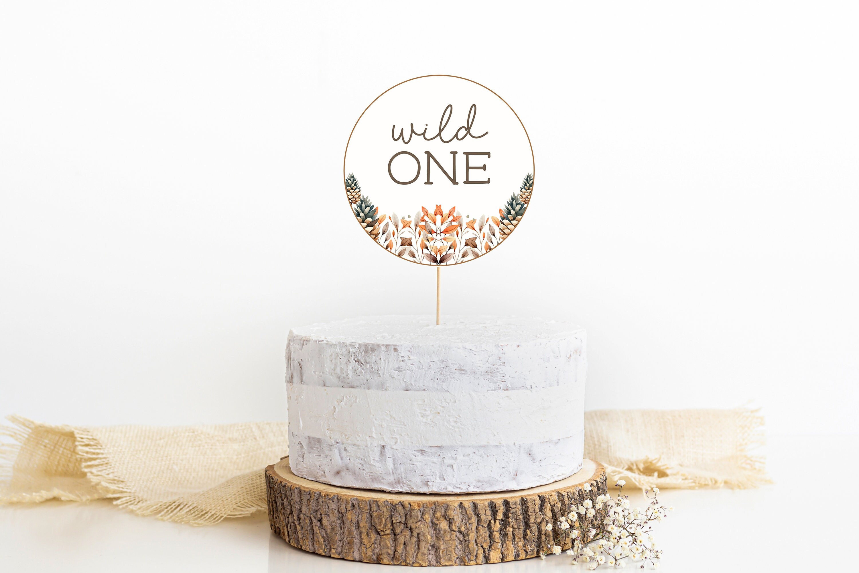 Wild One Cake Topper, Editable Template Woodland Forest Animal ...