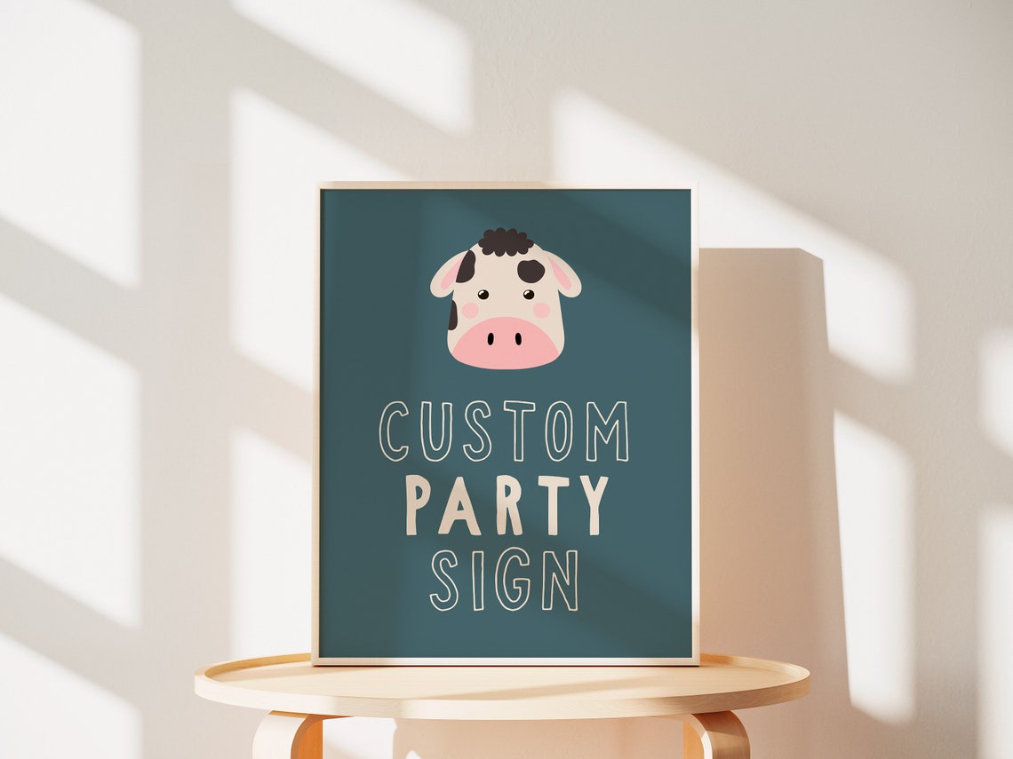 Cow Custom Party Sign INSTANT DOWNLOAD Printable Birthday - Etsy Australia