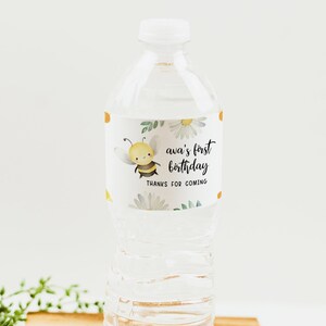 Honey Bee Water Bottle Label Editable Template Printable Instant ...