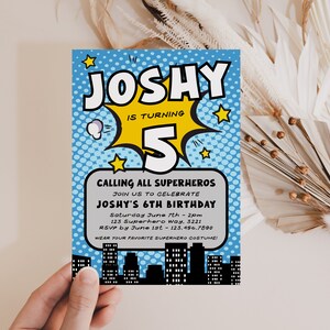 Superhero Invitation Template, Printable Superhero Birthday Invitation ...