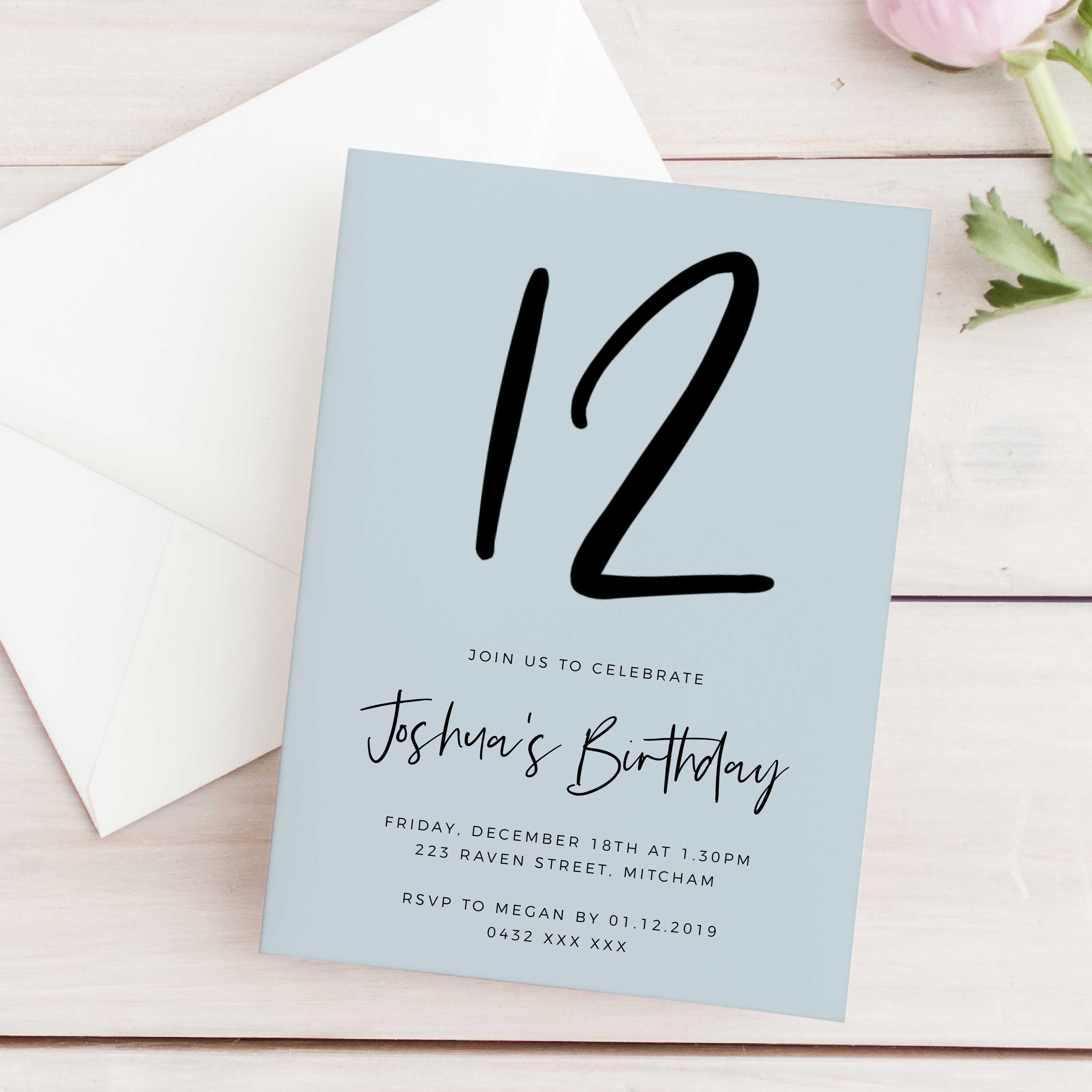 Editable Boy 12th Birthday Party Invitation Download Printable - Etsy