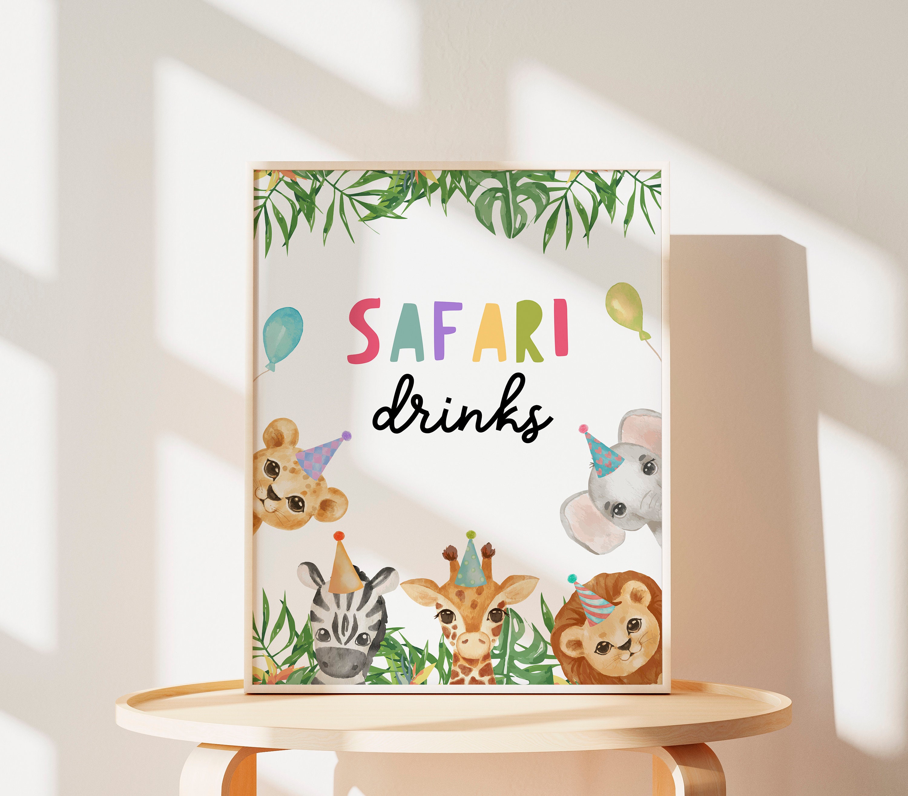 Safari Drinks Birthday Sign, Party Animal Safari Birthday Drinks Table ...