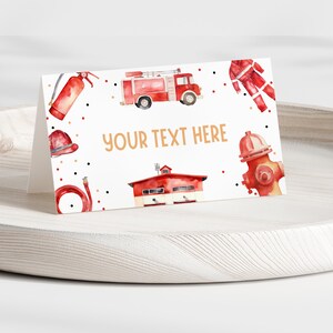 Fireman Place Card, Fire Truck Editable Template Printable Instant ...
