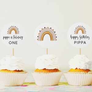Editable Cupcake Toppers, Printable Rainbow Cupcake Topper Template ...
