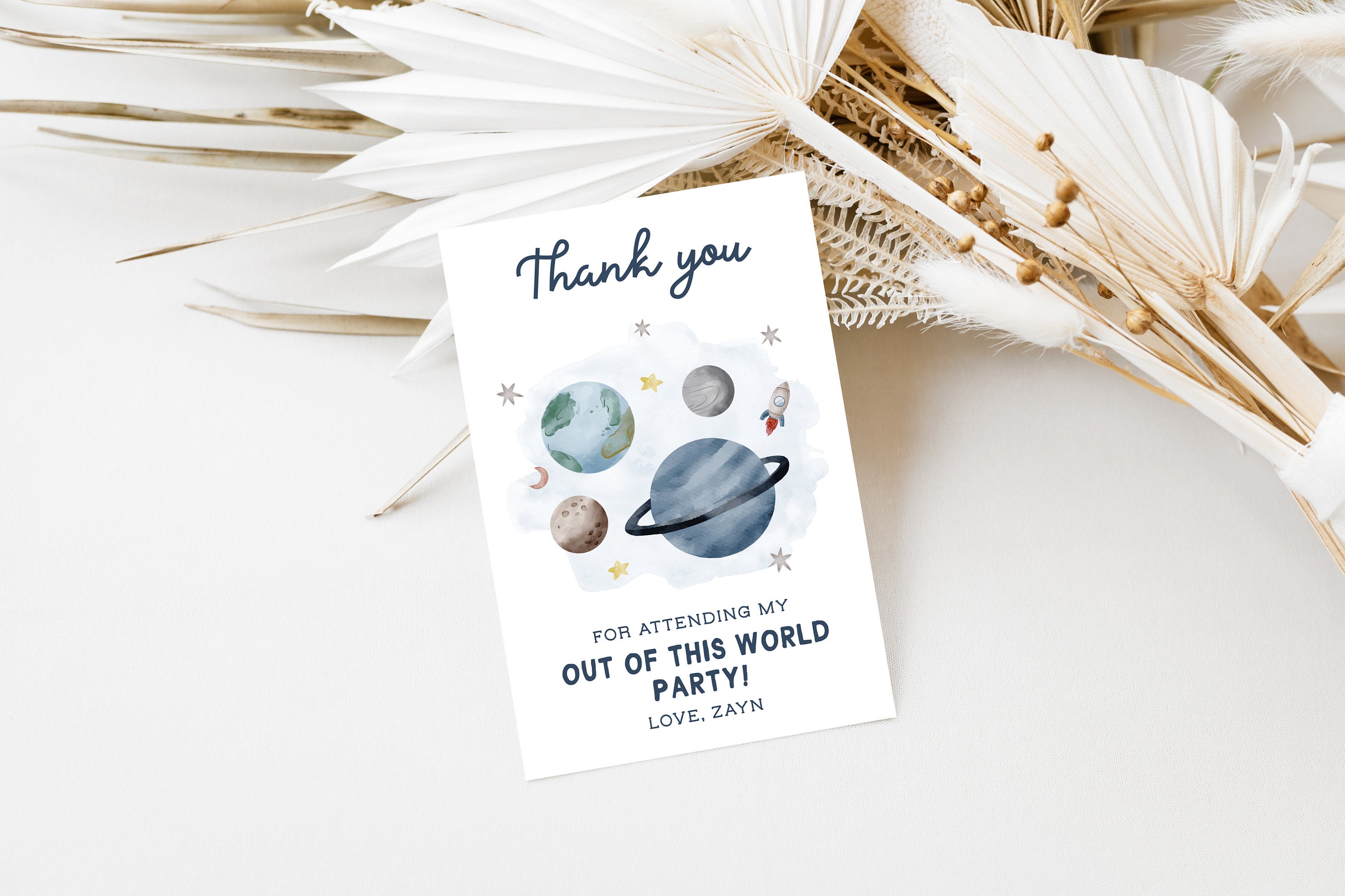 Space Birthday Thank You Card Astronaut Planets Outer Space - Etsy