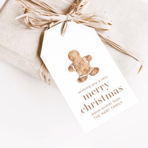 Gingerbread Man Christmas Gift Tag Template Printable Cute Holiday ...