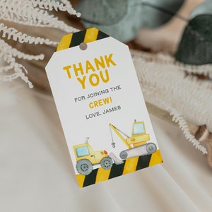 Editable Construction Birthday Party Favor Tags, DIY Party Favor Tags ...