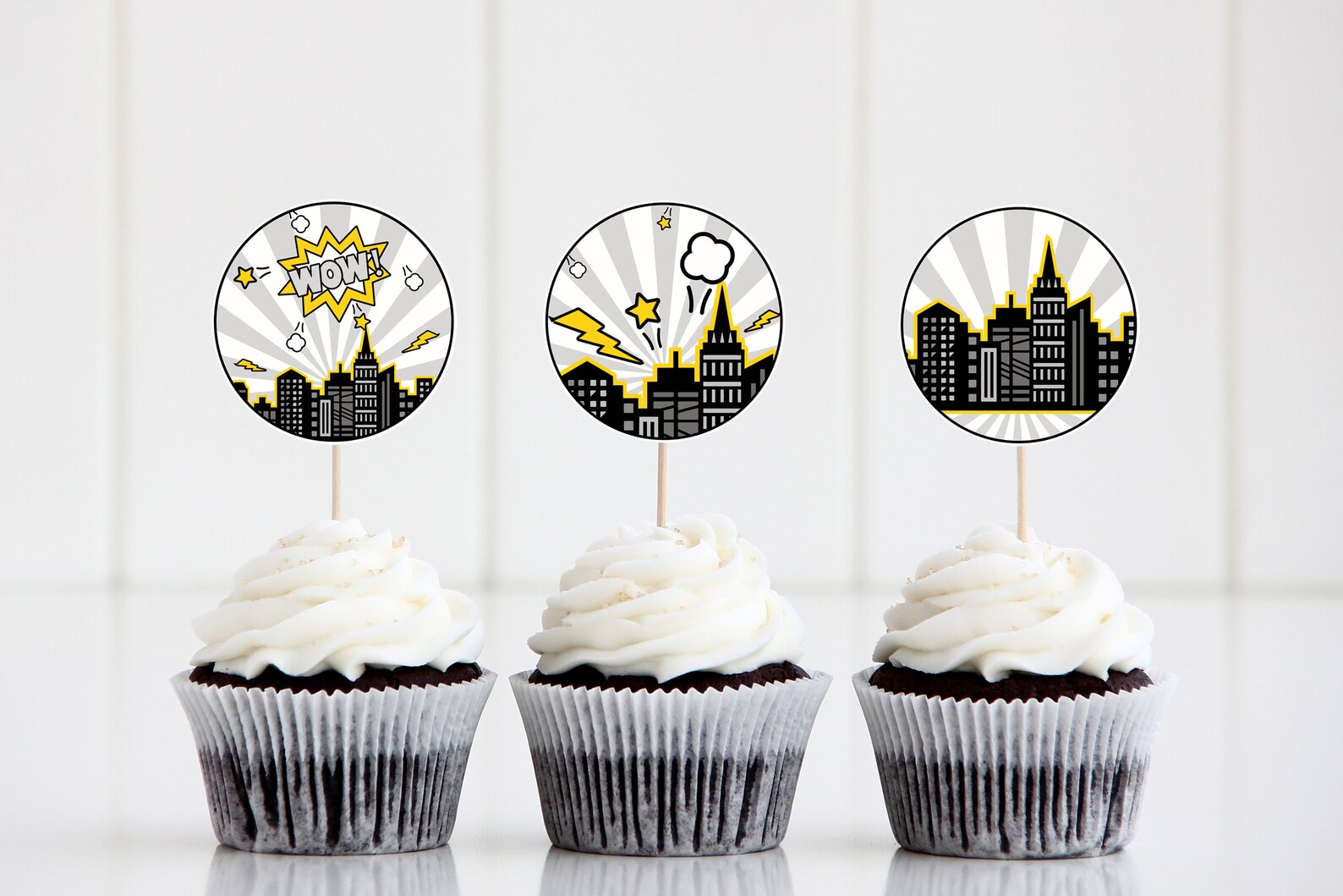 Superhero Cupcake Toppers Template, Boys Birthday Comic Book Decor DIY ...