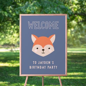 Woodland Fox Birthday Welcome Sign, Boys Party Instant Download ...