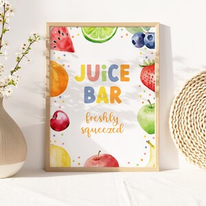 Juice Bar Drinks Sign, 8x10 Tutti Fruity Editable Template Printable ...