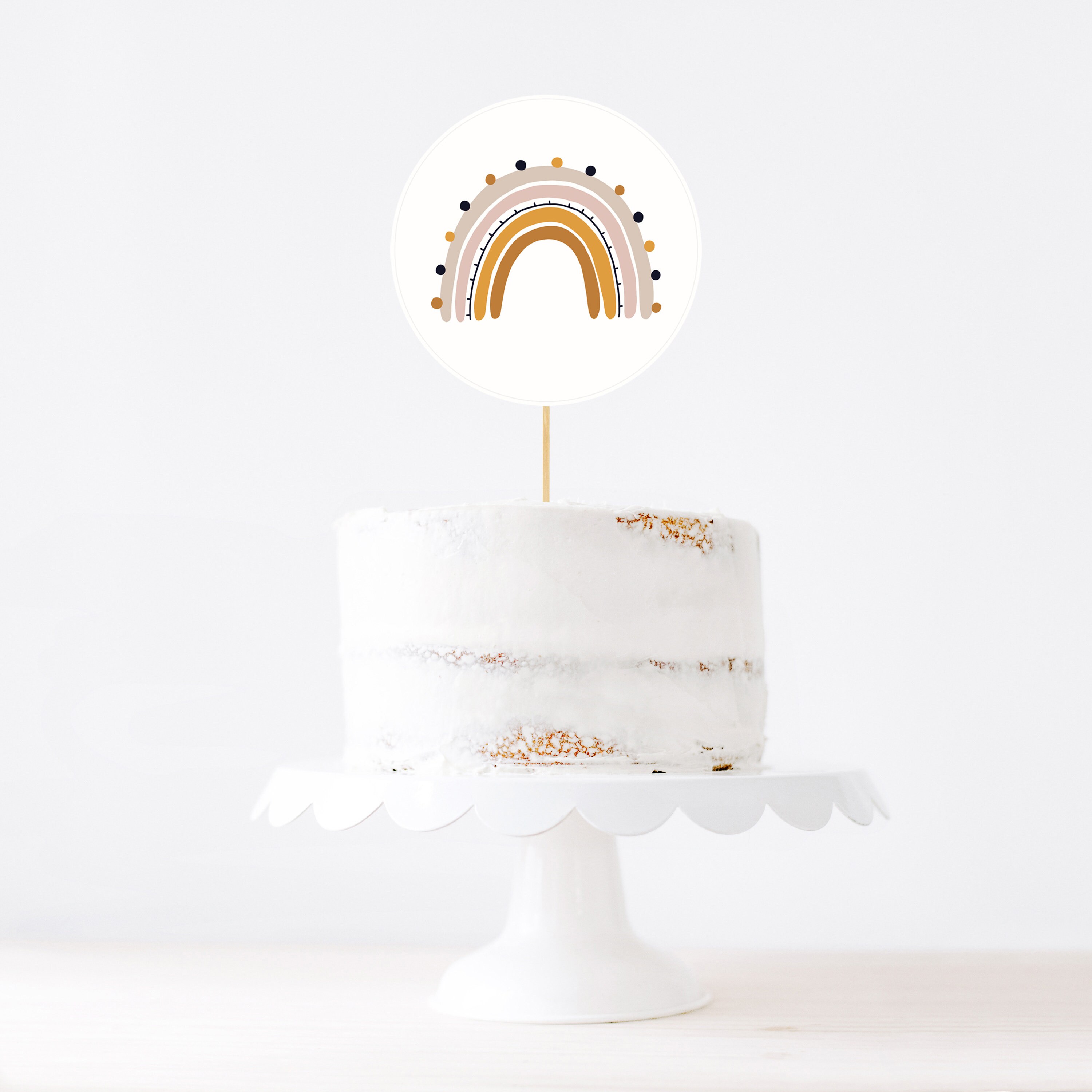 Editable Cake Toppers, Rainbow Printable Cake Topper Template, Instant ...