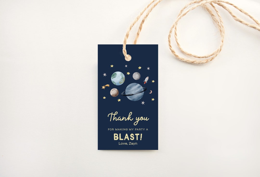 Editable Outer Space Favor Tags Space Birthday Thank You Label ...