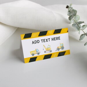 Construction Themed Food Labels Editable Template, Printable Buffet ...
