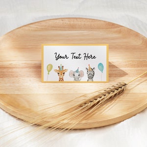Jungle Safari Animals Place Card Editable Template, Tent Cards Food ...