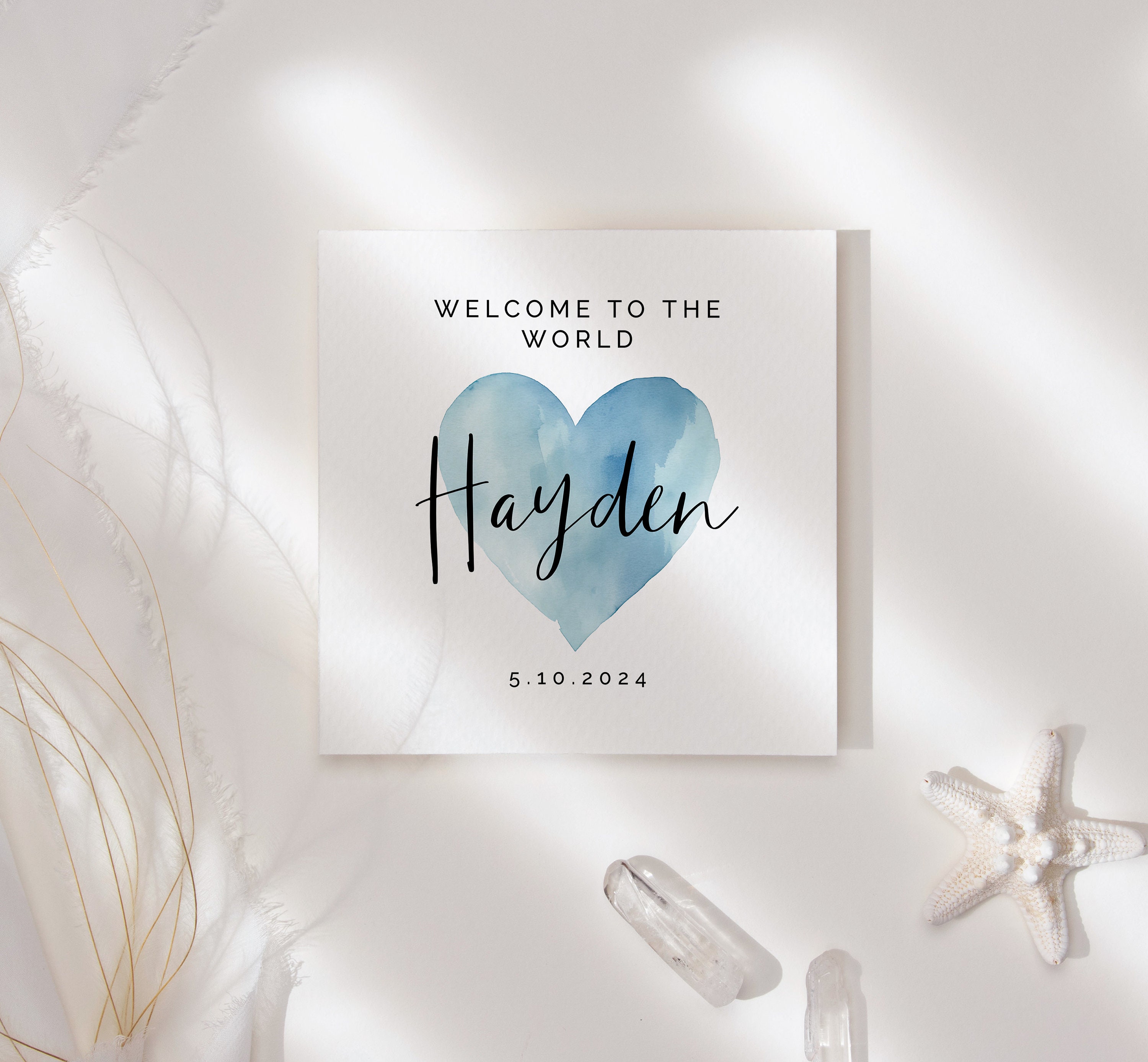 New Baby Card, Custom Greeting Card, Welcome to the World Card ...