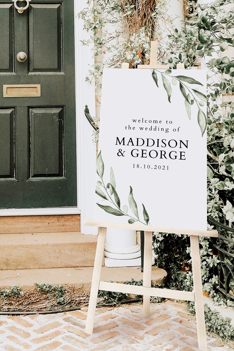 Editable Welcome Sign Welcome Sign Template Greenery Welcome - Etsy