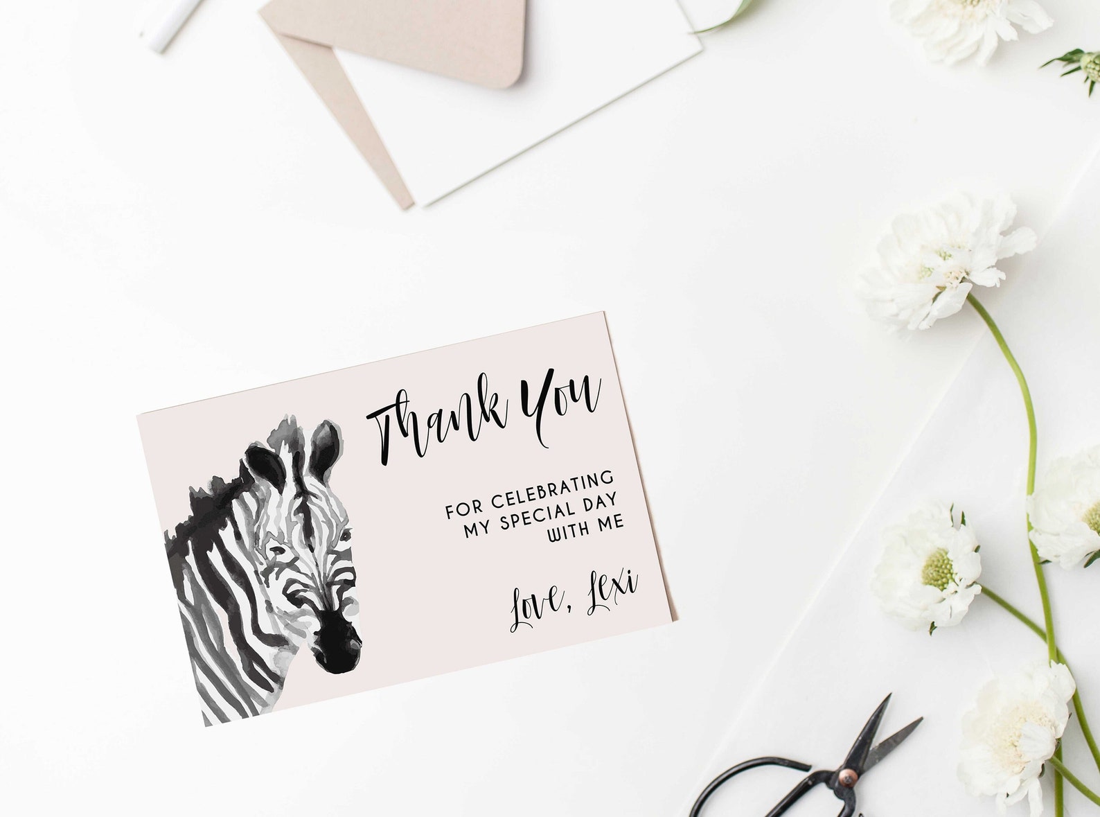 Zebra Thank You Card INSTANT DOWNLOAD Personalised Thank You - Etsy