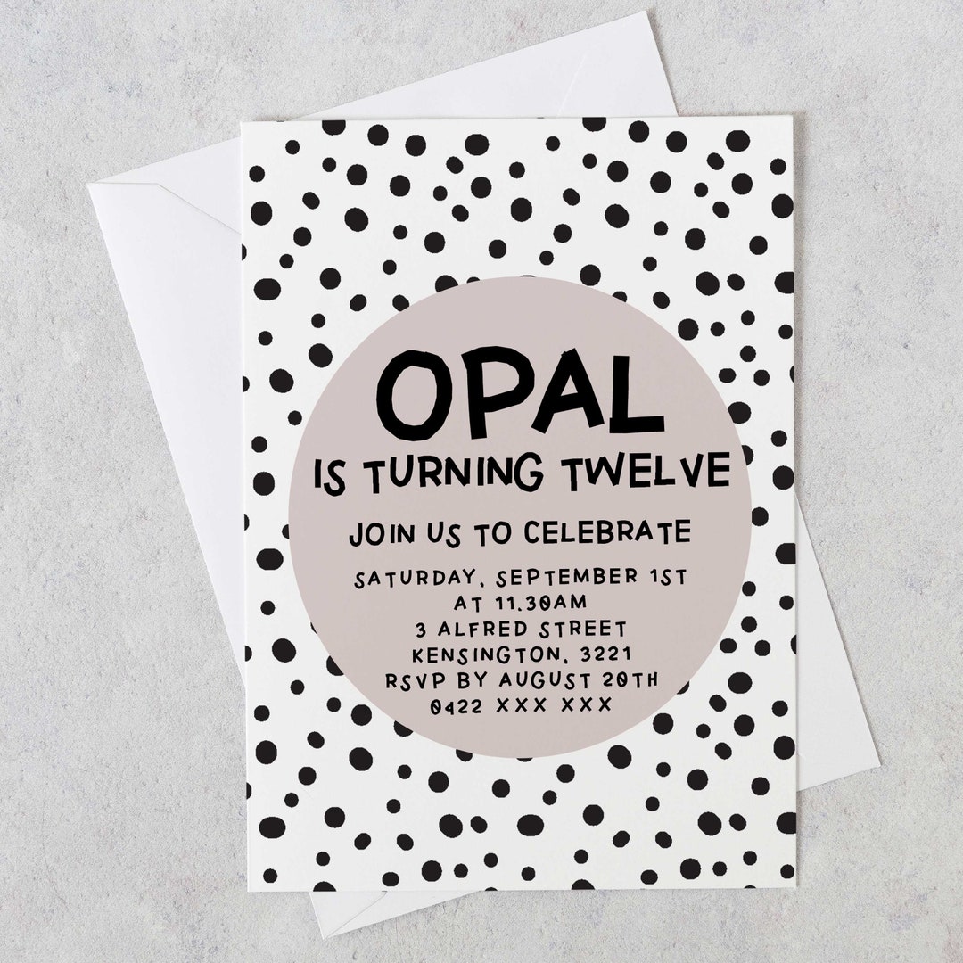 Polka Dot Birthday Invitation, Pastel Pink Editable Template Printable ...