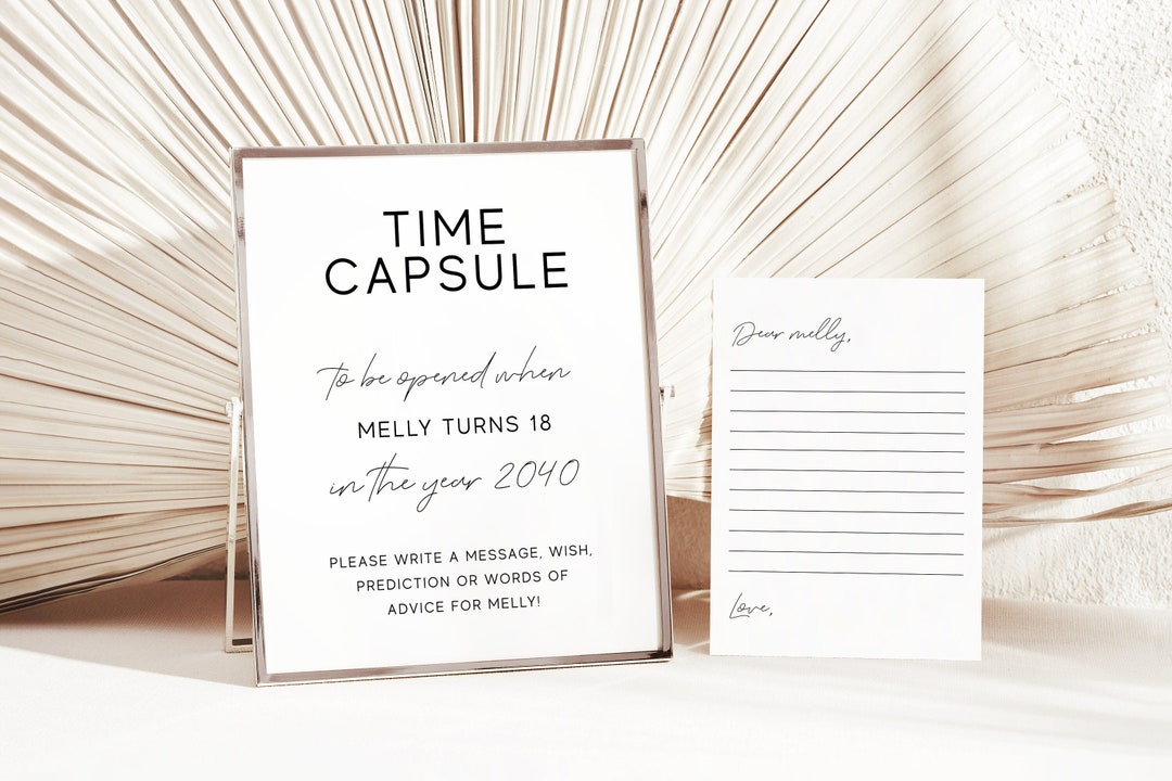 Simple Time Capsule & Matching Note Cards INSTANT DOWNLOAD Printable ...