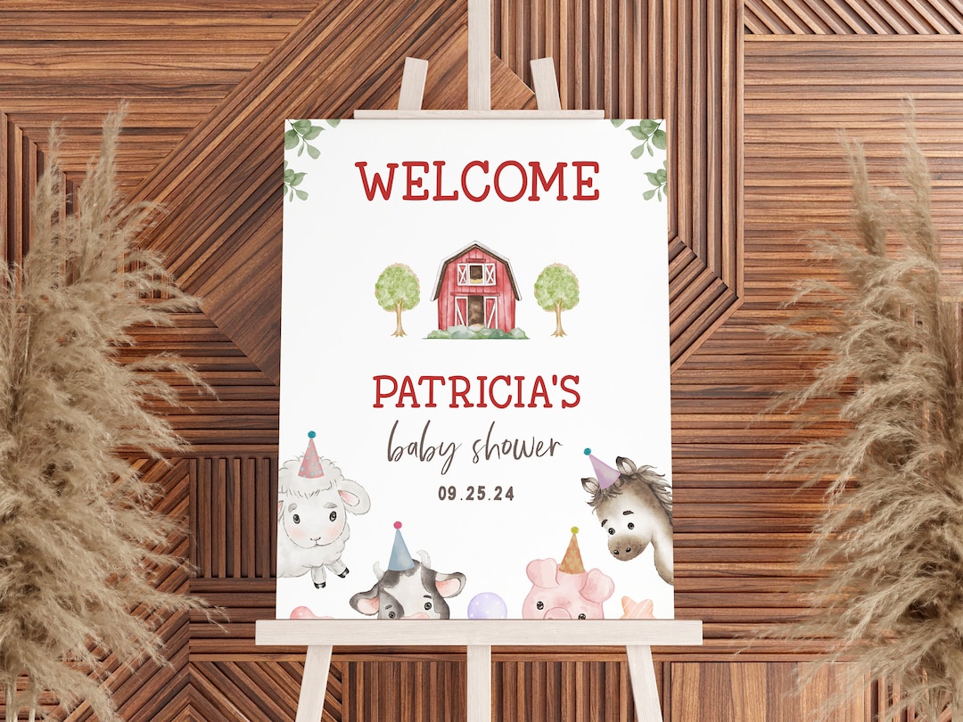 Baby Shower Welcome Sign, Large 18x24 24x36 Boy Kids Farmer Theme ...