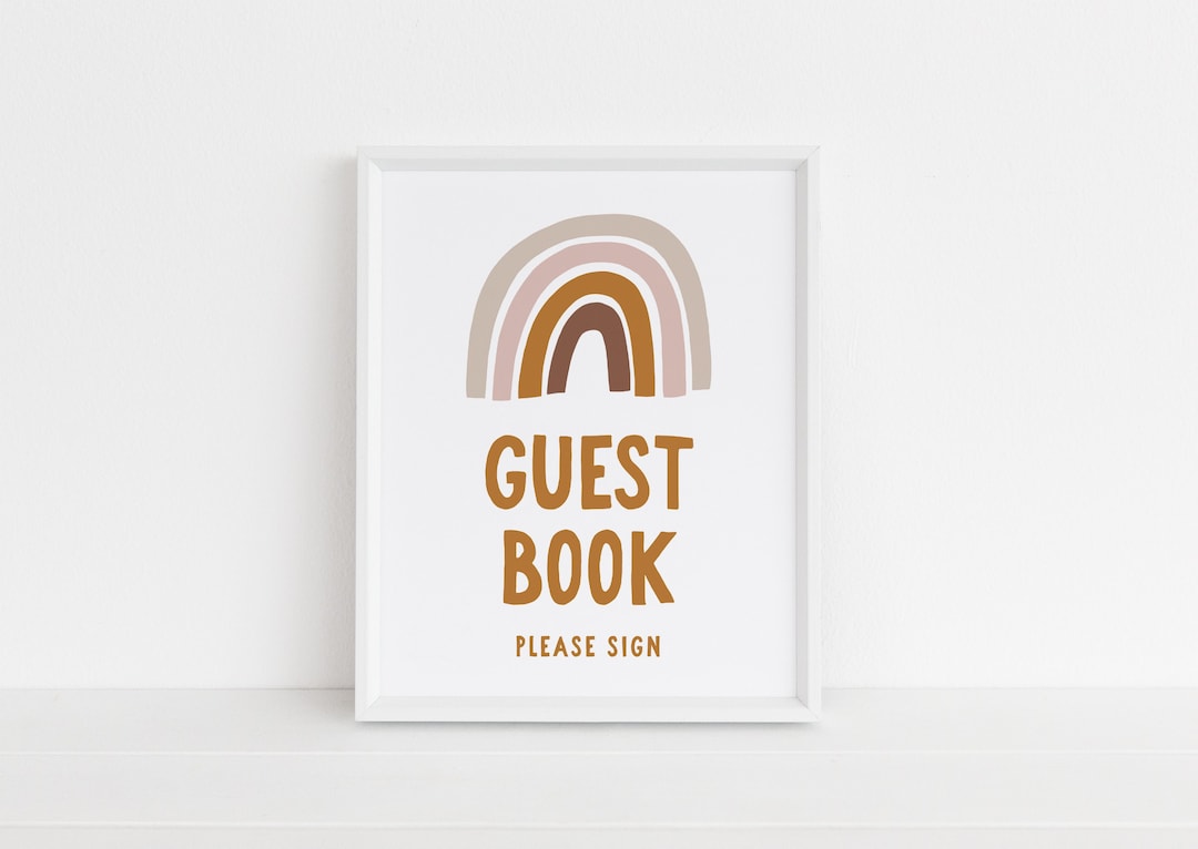 Boho Rainbow Guest Book Sign INSTANT DOWNLOAD Printable Party Guests ...