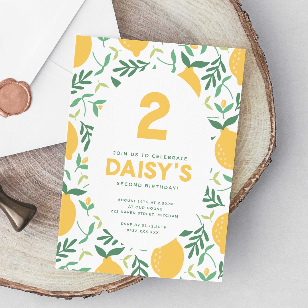 Editable Lemon Kids Birthday Invitation Template, Printable Instant ...
