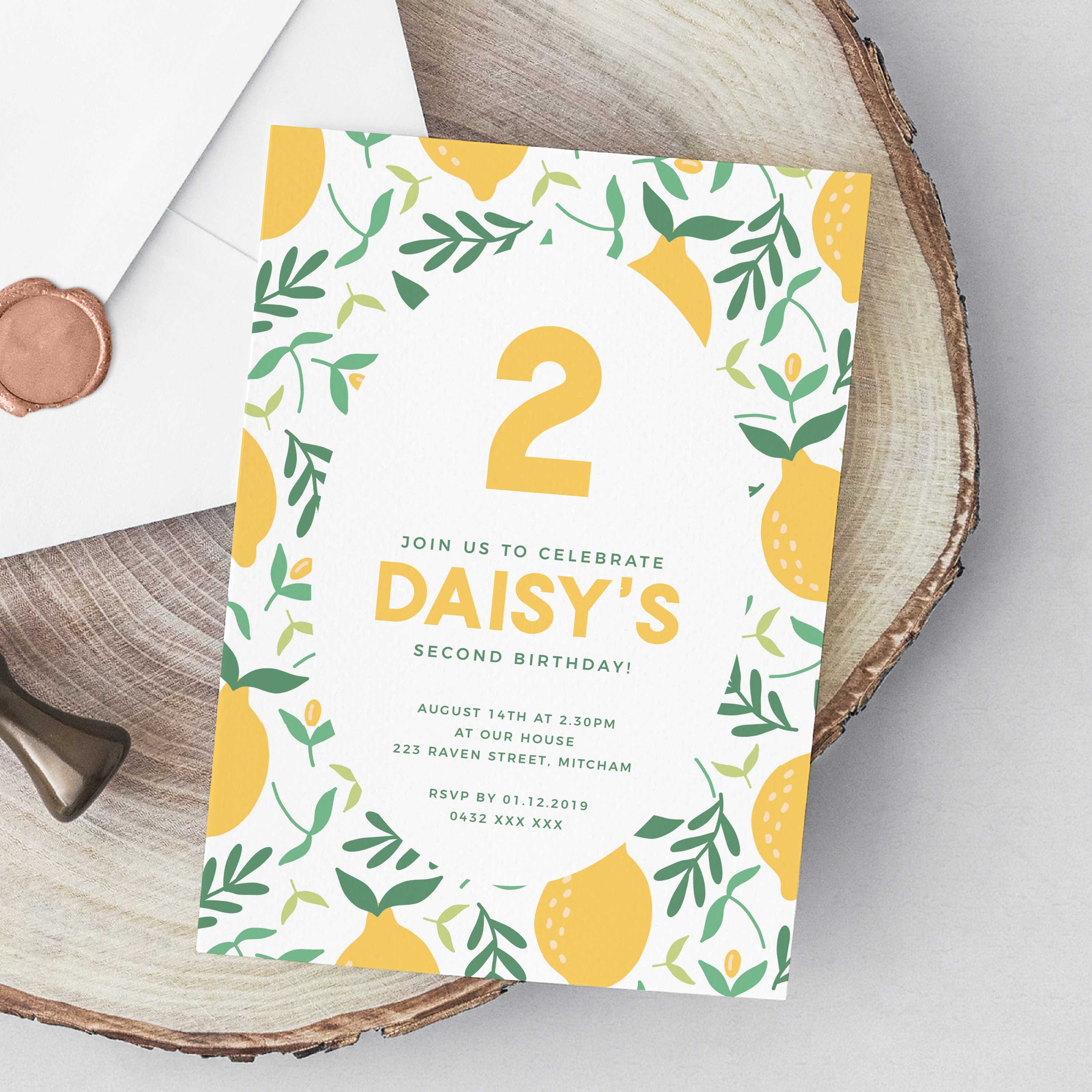 Editable Lemon Kids Birthday Invitation Template Printable - Etsy