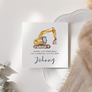 Birthday Card for Boys, Crane & Bulldozer Personalised Construction ...
