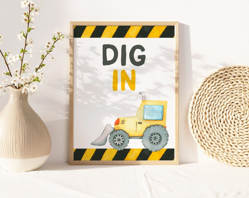 Dig in Construction Birthday Sign Food Table Sign - Etsy