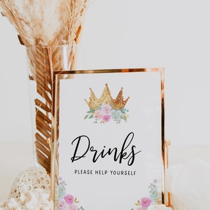 Editable Princess Party Sign Template, Drinks Table Sign, Instant ...