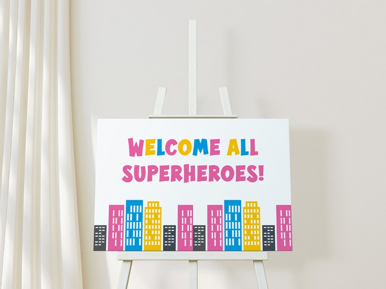 Superhero Welcome Sign, Editable Birthday Template Printable Instant ...