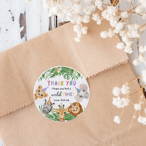 Editable Party Animals Favor Tags, Girl or Boy Wild One Safari Animals ...