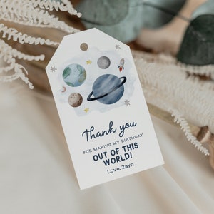 Editable Outer Space Favor Tags Space Birthday Thank You Label ...