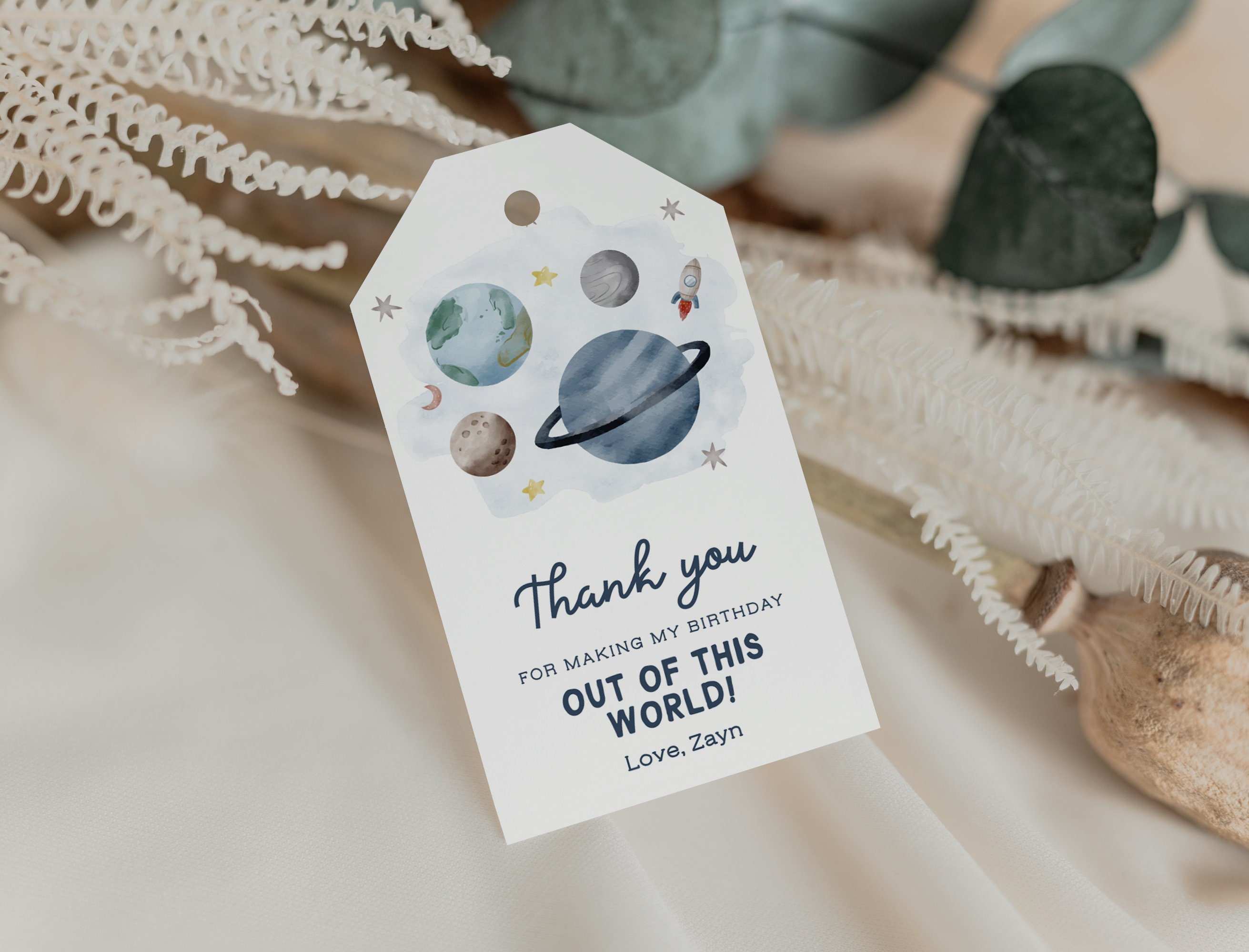 Editable Outer Space Favor Tags Space Birthday Thank You Label ...