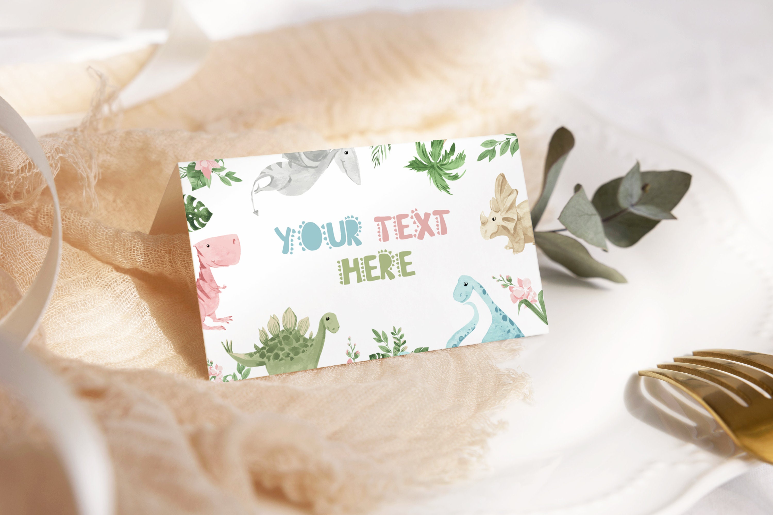 Dinosaur Place Card Editable Template, Printable Instant Download ...